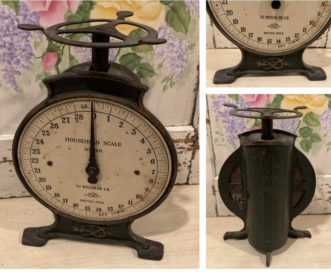Antique English Cast Iron Metal SALTER #46 Household Scale, Dark Green ...
