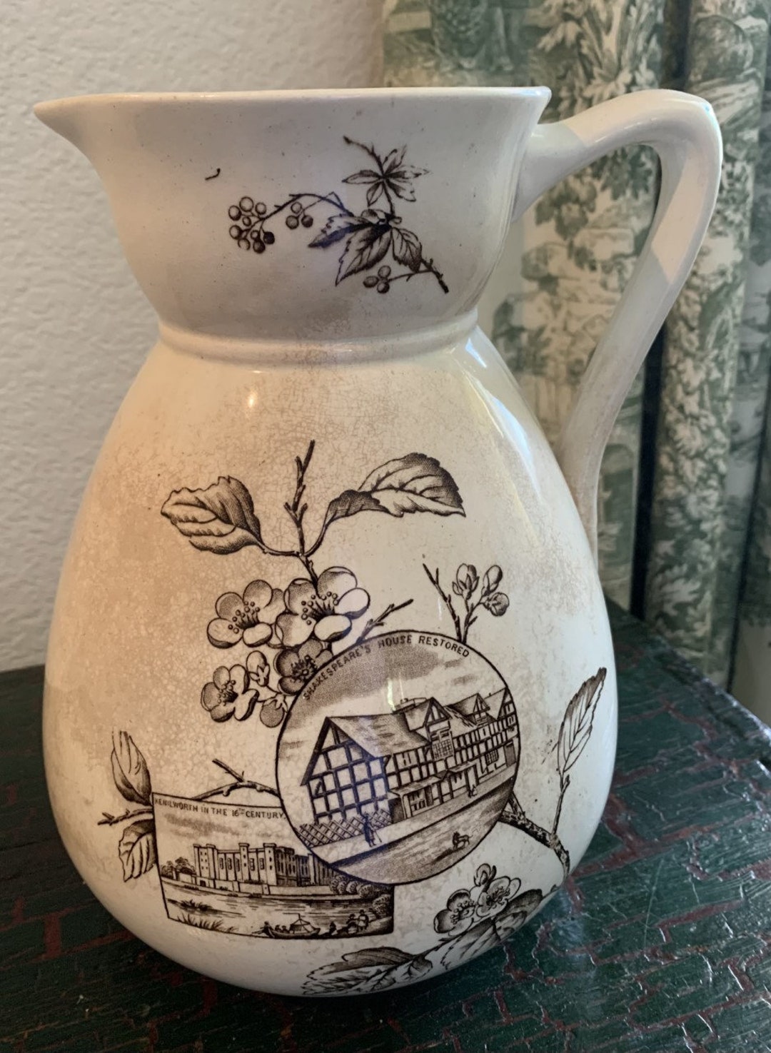 Large Antique Shakespeare Ironstone Pitcher by Myott; Made in England ...