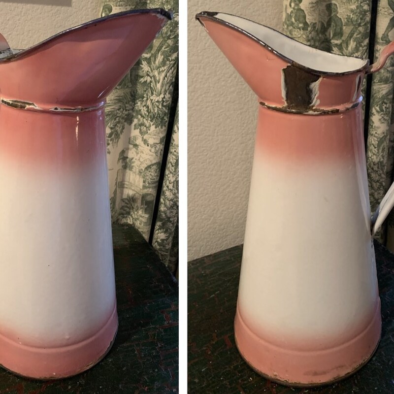White Enamel Pitcher - Etsy
