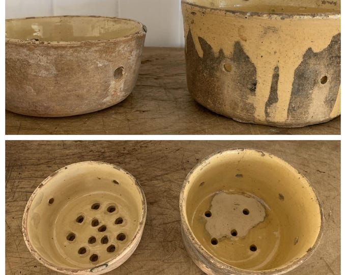 Antique French Terracotta Cheese Mold, Cheese Strainer; Faded Mustard ...