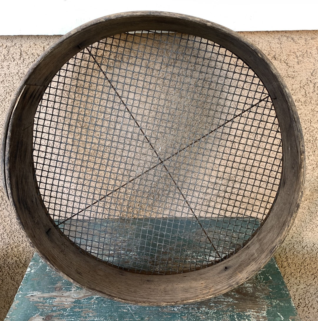 Large Antique French Bentwood Grain Sieve Sifter Riddle; 21" Diameter W ...