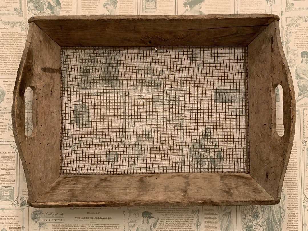 RARE Antique Primitive French Rectangle Wooden Grain Sifter, Sieve With ...