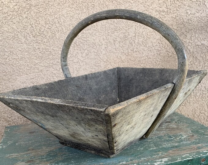 Large Antique French Wooden Garden Trug Gathering Basket With Bent ...