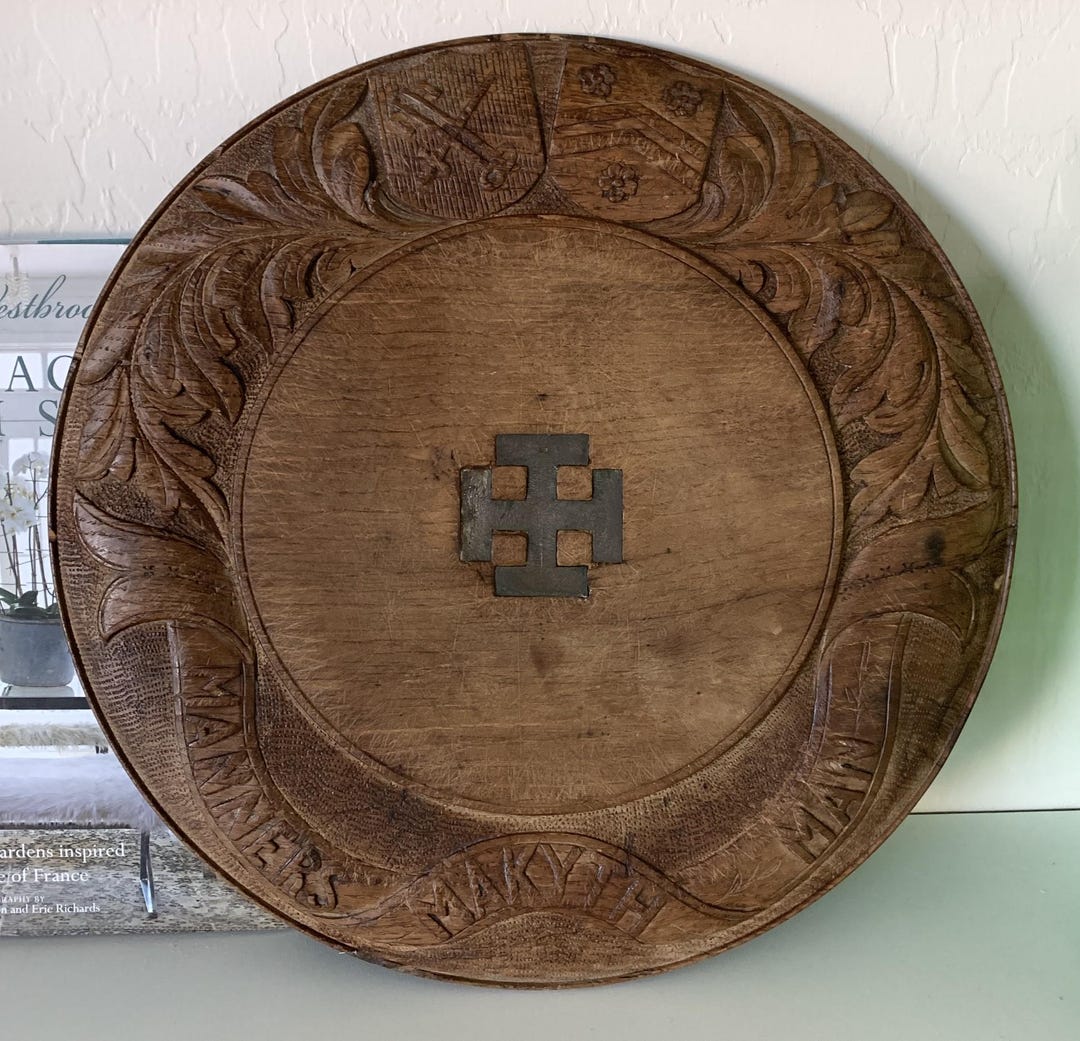 Rare Antique English Treen Victorian Carved Oak Bread Board: Manners ...