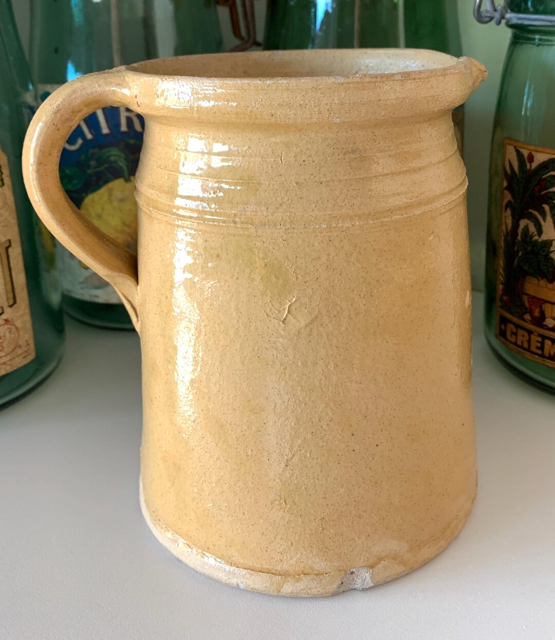 Authentic Antique French Provence Stoneware Milk Pitcher Jug, Earthy ...