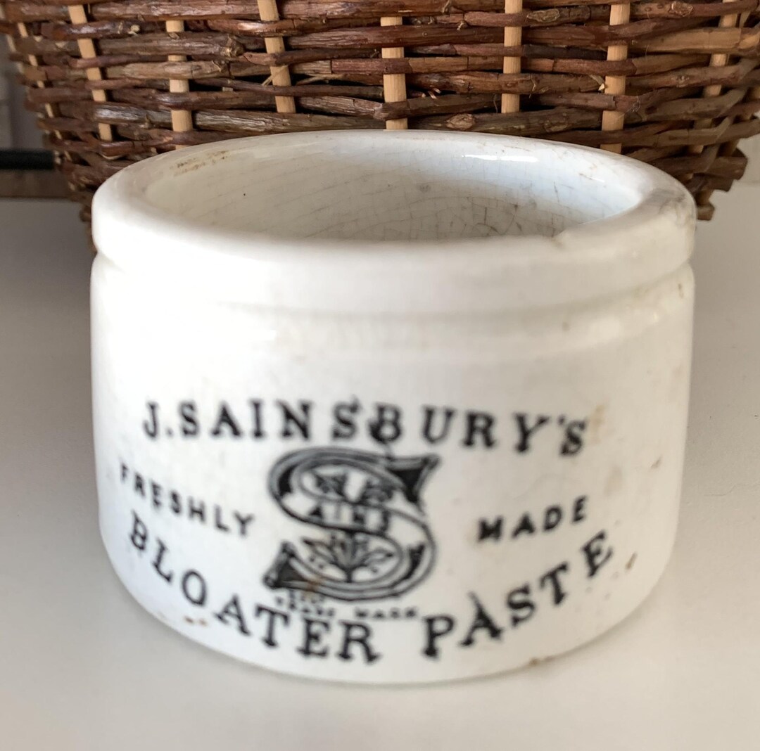 Antique J. Sainsbury's Bloater Paste Pot: English Ironstone Advertising ...