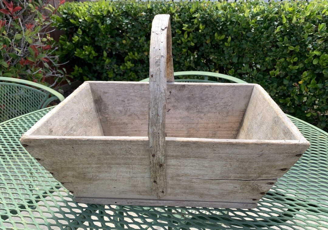 Large Antique French Wooden Garden Trug Gathering Basket With Bentwood ...