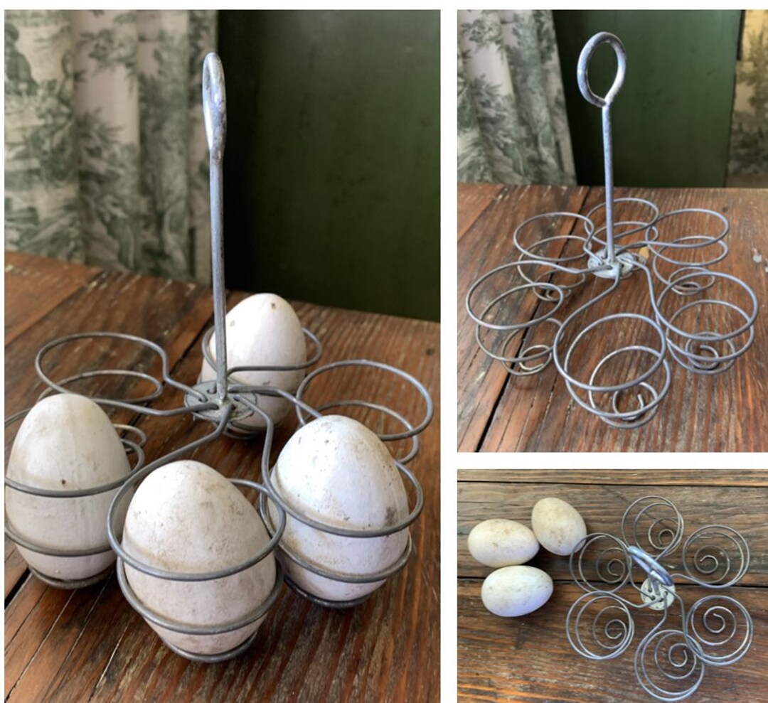 Antique/vintage 6 Egg Twisted Wire Holder With Handle, Dipper Egg ...