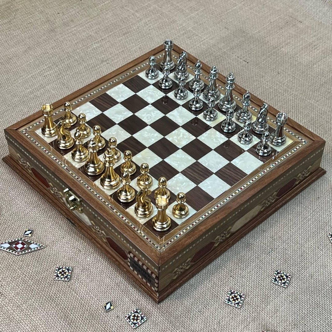 Luxury Wooden Backgammon Set & Chess Set With Mosaic Design – Storage ...