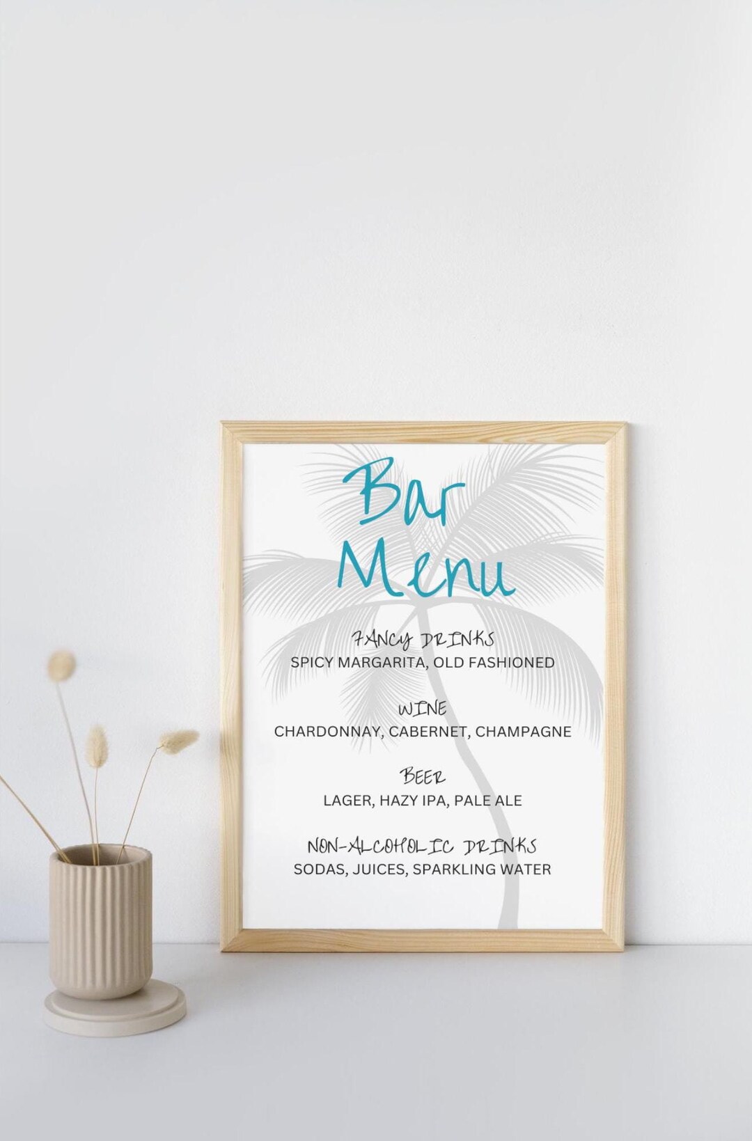 Editable Bar Menu Template, Beach Theme, Island Theme, Beach Wedding ...