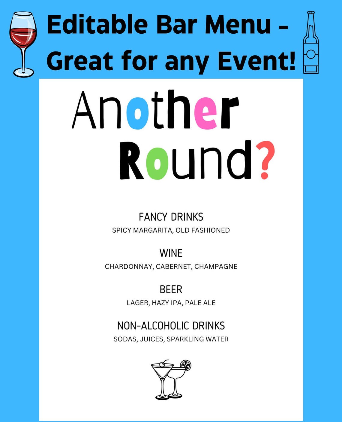 Event Bar Menu Template, FREE Canva Designs, Custom, Printable, Simple ...