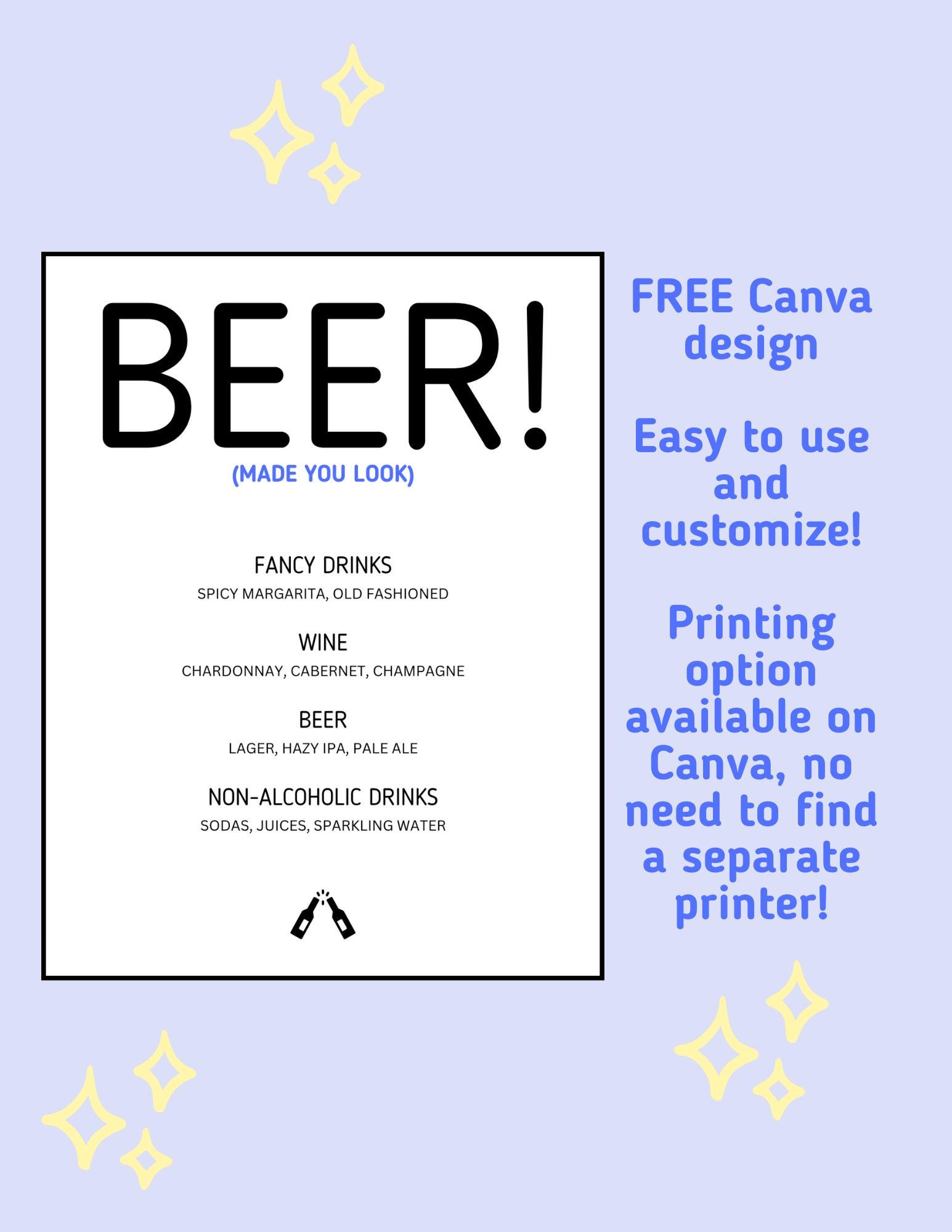 Event Bar Menu Template, FREE Canva Designs, Funny Bar Menu, Unique ...