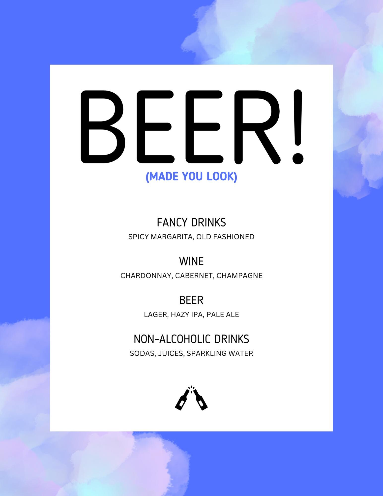 Event Bar Menu Template, FREE Canva Designs, Funny Bar Menu, Unique ...