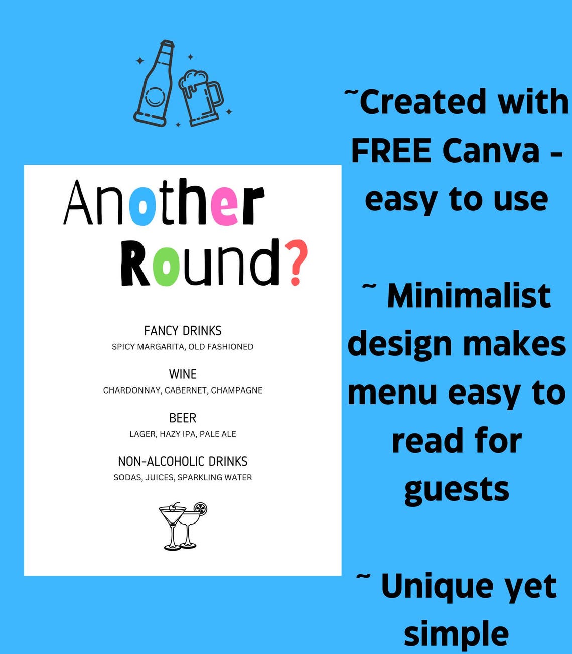 Event Bar Menu Template, FREE Canva Designs, Custom, Printable, Simple ...
