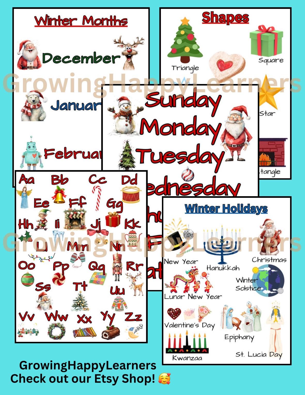 Winter Educational Posters | Grammar, Counting, Winter Words (digital ...
