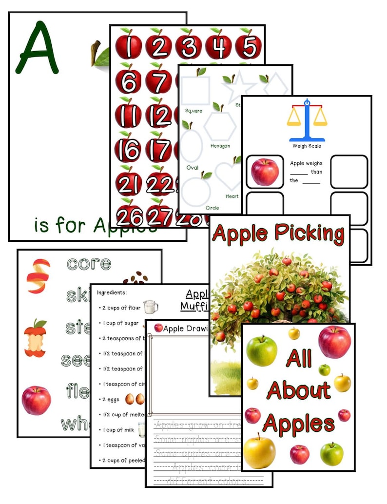 Apple Unit Study, Elementary Worksheets, Sensory Bin Activity (digital ...