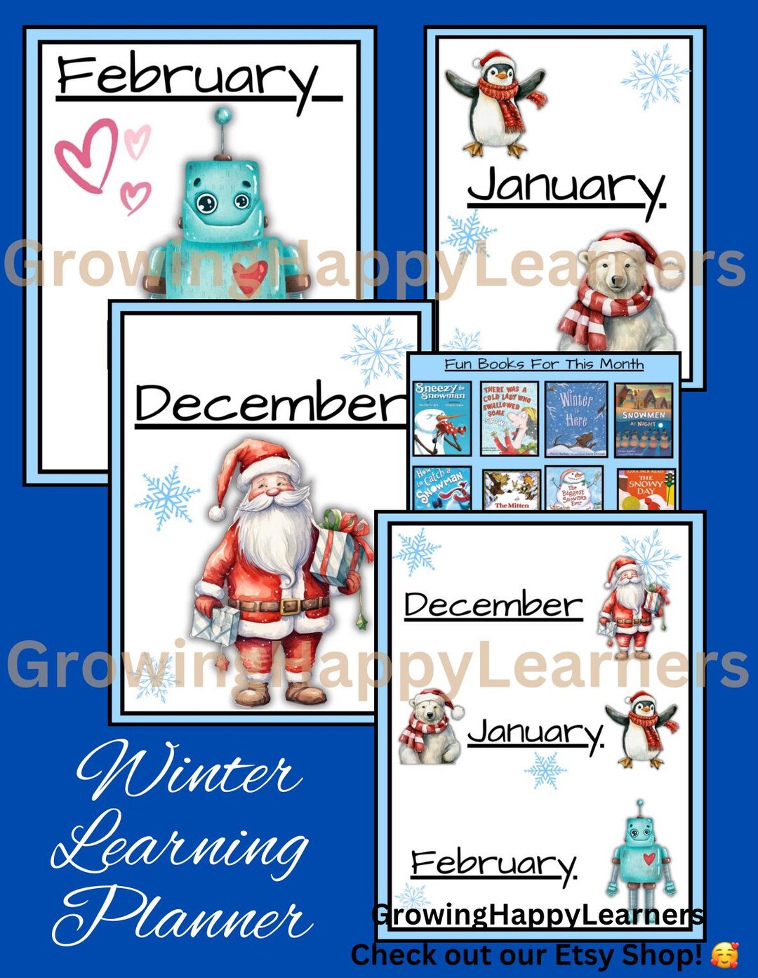 Winter Learning Planner, 87pages, Kindergarten-elementary, Homeschool ...