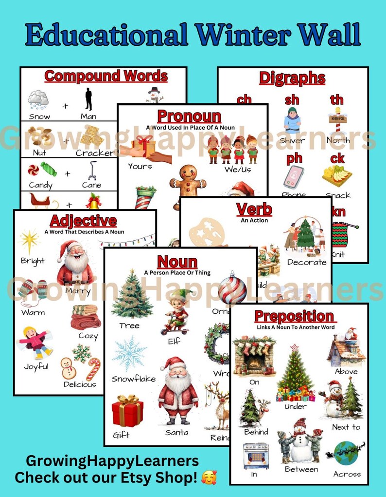Winter Educational Posters | Grammar, Counting, Winter Words (digital ...