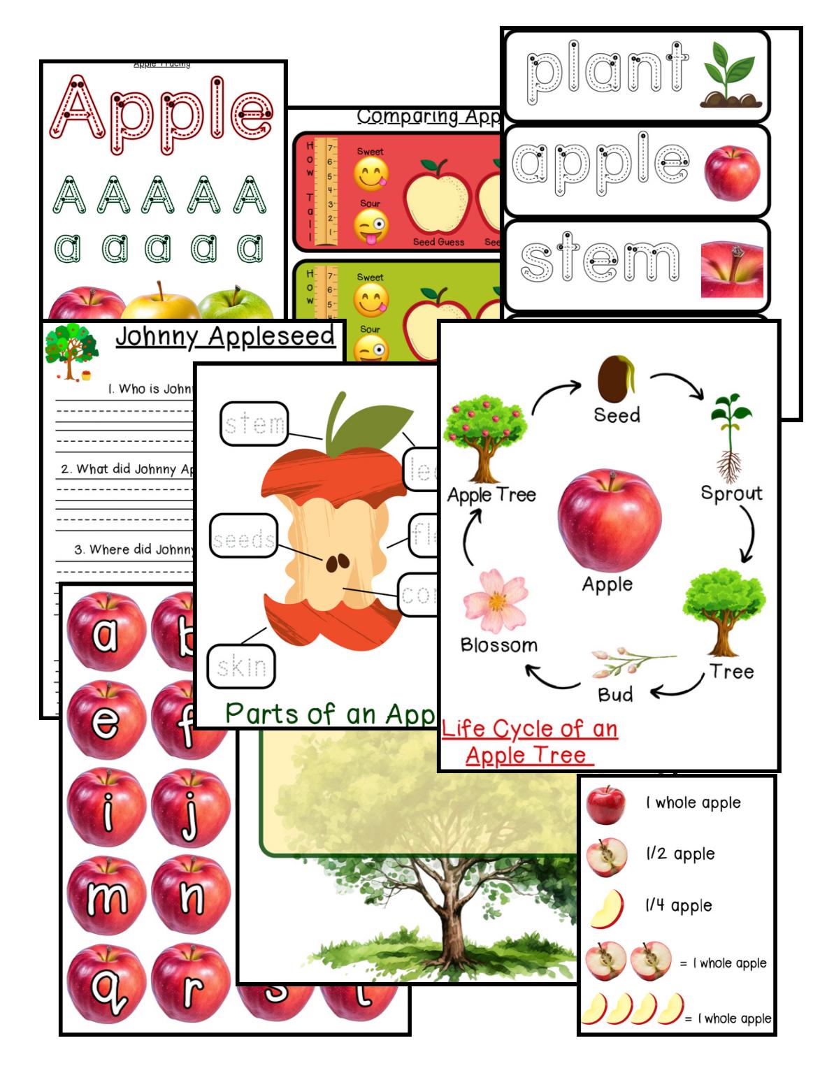 Apple Activity Unit, 86 Pages, Sensory Bin, Tuff Tray, Printable ...