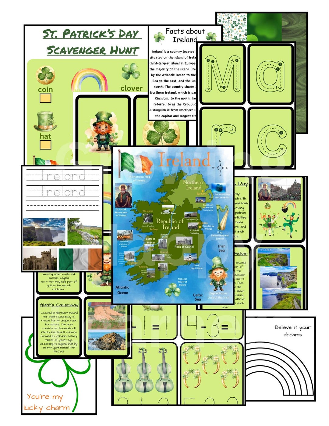 St. Patrick's Day Learning Unit, Ireland Map, Scavenger Hunt (digital ...