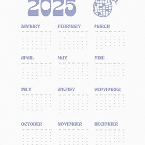 Disco Months Minimalist Monthly 2025 Calendar Poster - Etsy