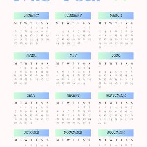 Green and Blue Funky 2025 Calendar Monthly Weekly Printable - Etsy