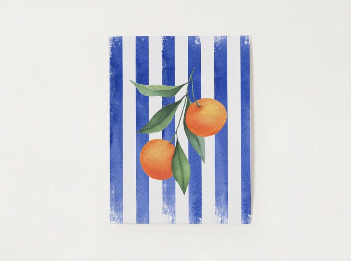 Oranges With Blue Stripes Printable Poster Digital Download - Etsy