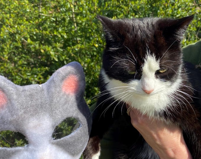 Tuxedo Cat Therian Mask/quadrobist Mask Black and White Cat-handmade - Etsy