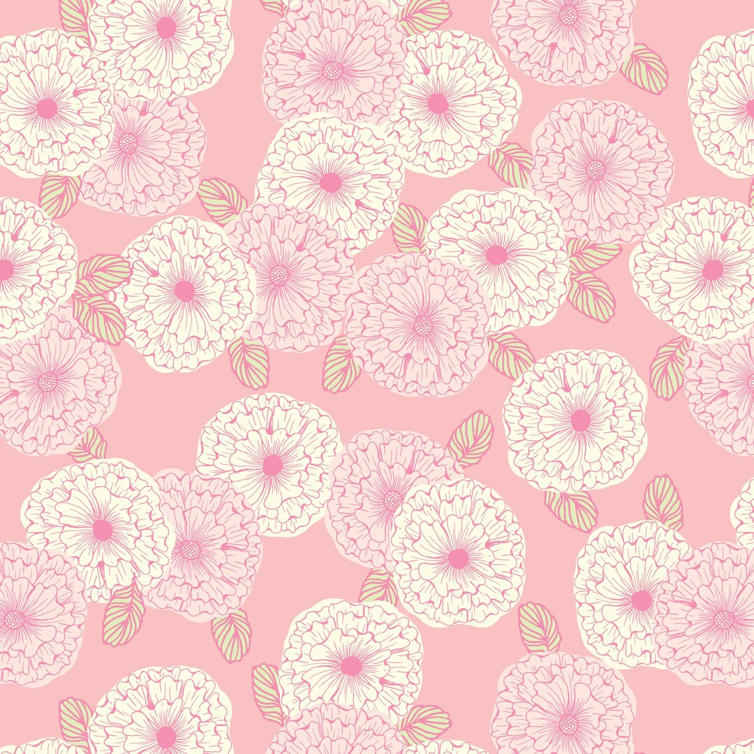 Ruffled Flowers Repeating Pattern in Pink - Etsy