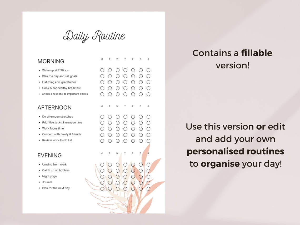 PRINTABLE + EDITABLE Daily Routine Planner Template, Daily Chore ...