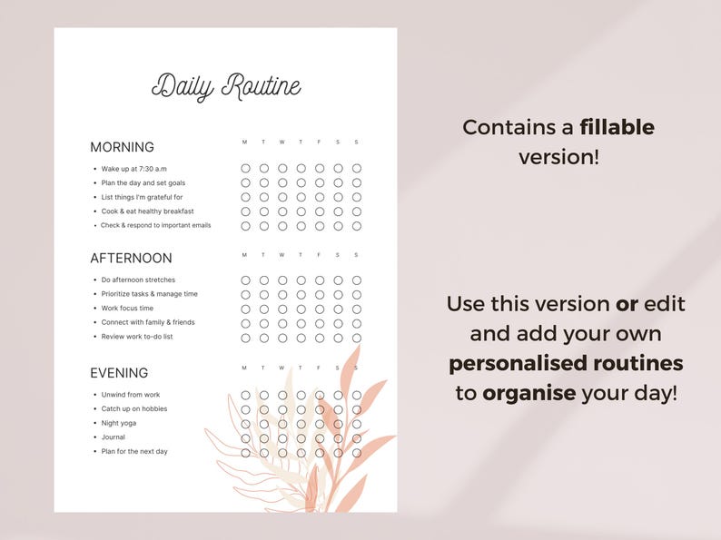 PRINTABLE EDITABLE Daily Routine Planner Template, Daily Chore Planner ...