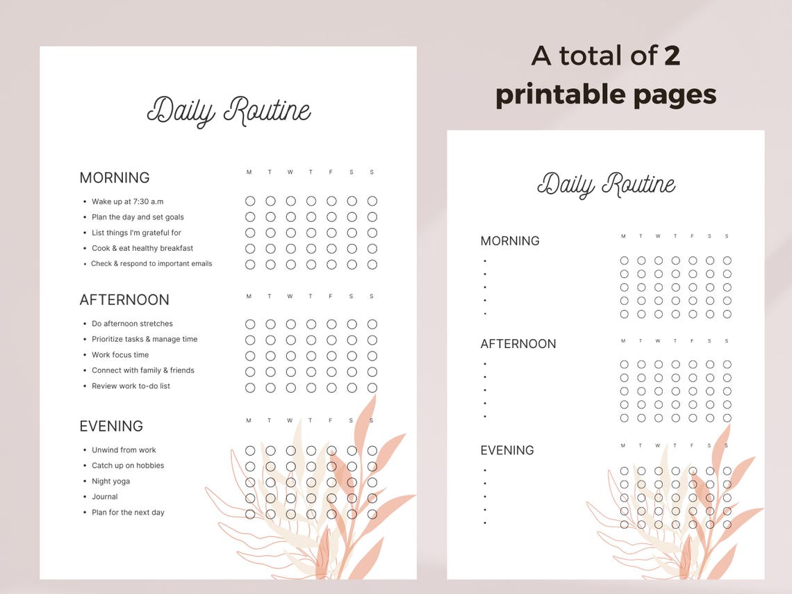 PRINTABLE + EDITABLE Daily Routine Planner Template, Daily Chore ...