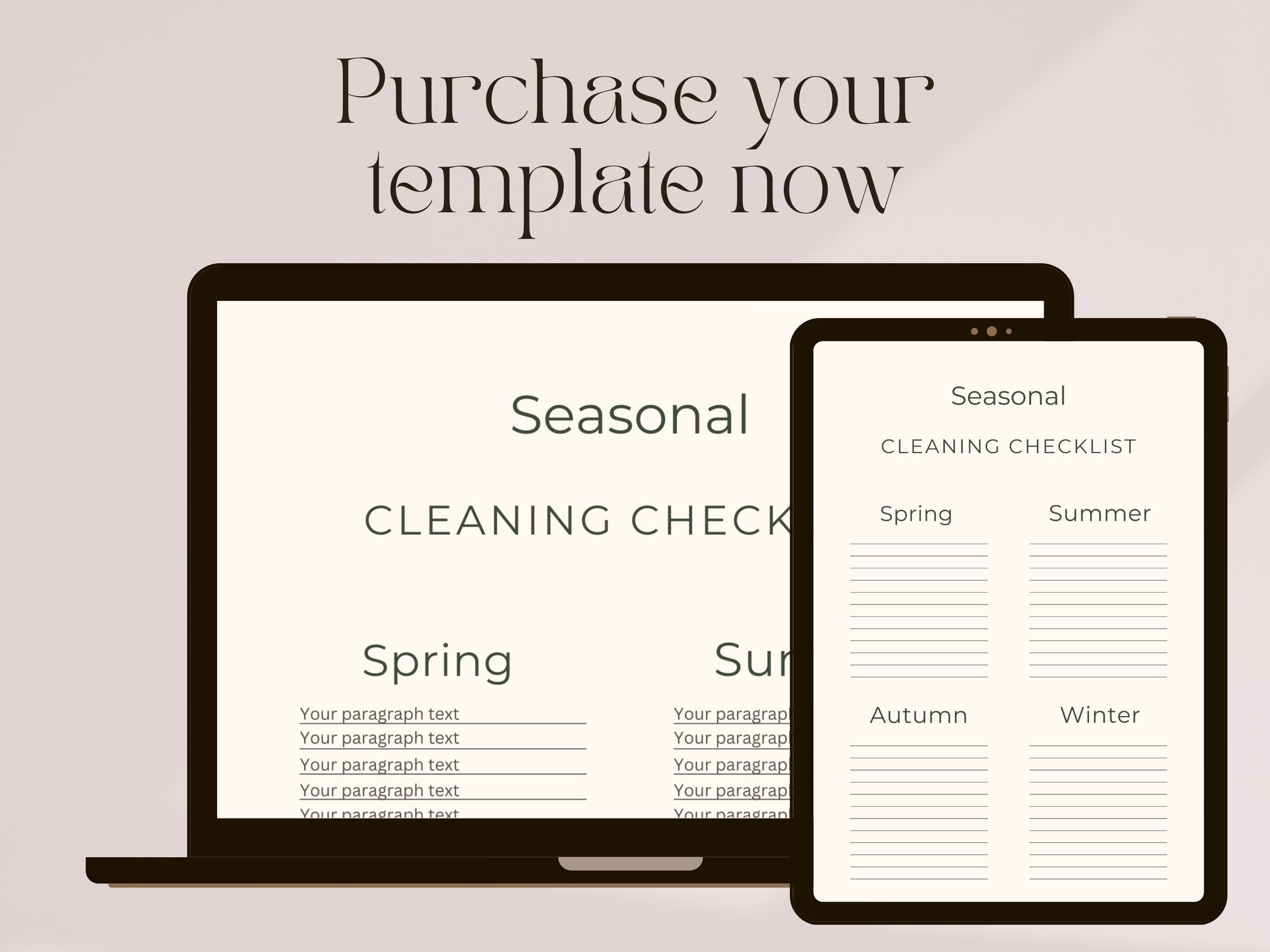 Printable Seasonal Cleaning Checklist Template | Editable A4 PDF ...