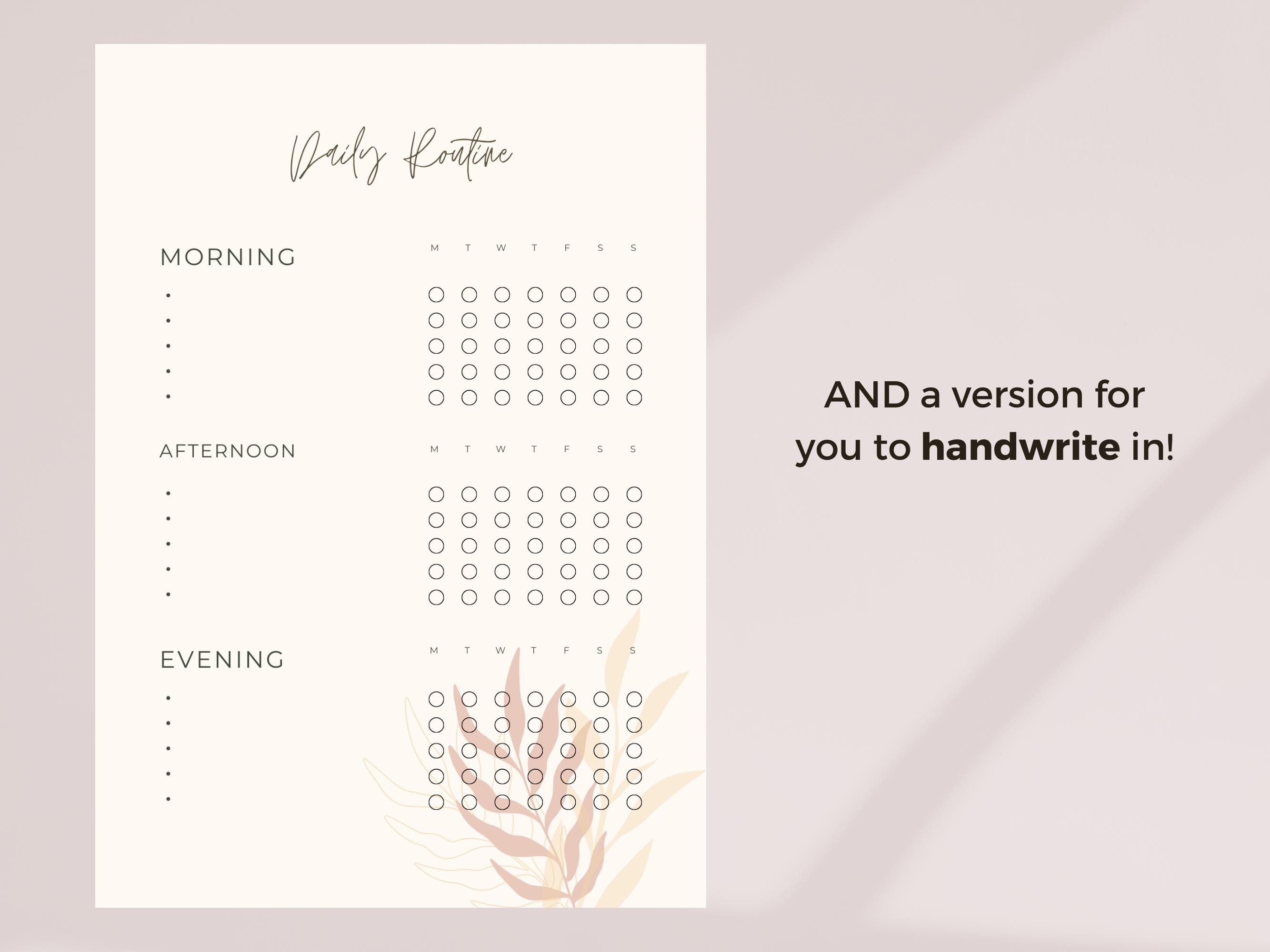 PRINTABLE + EDITABLE Daily Routine Planner Template, Daily Chore ...