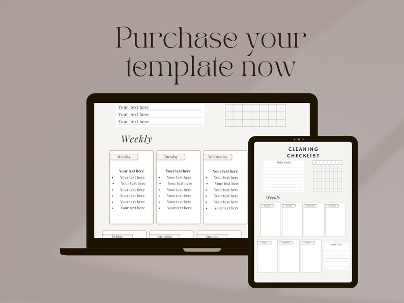 PRINTABLE + EDITABLE Cleaning Checklist Template, Weekly Chore ...