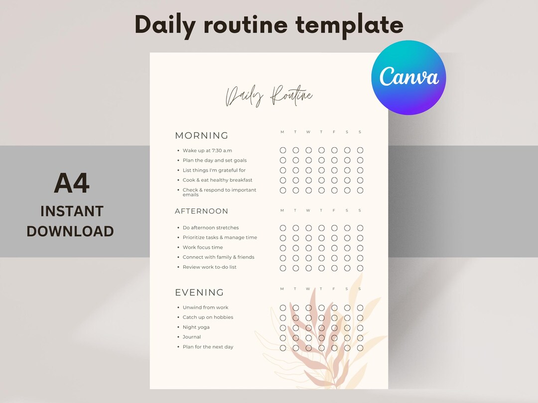 PRINTABLE + EDITABLE Daily Routine Planner Template, Daily Chore ...