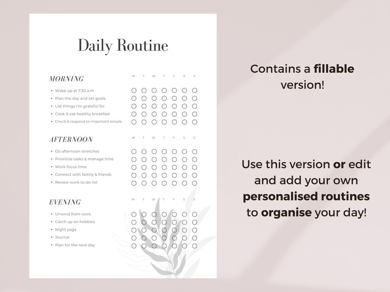 PRINTABLE EDITABLE Daily Routine Planner Template, Daily Chore Planner ...