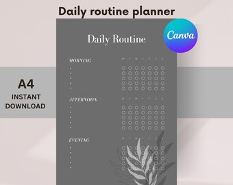 PRINTABLE EDITABLE Daily Routine Planner Template, Daily Chore Planner, Morning Routine, Instant ...