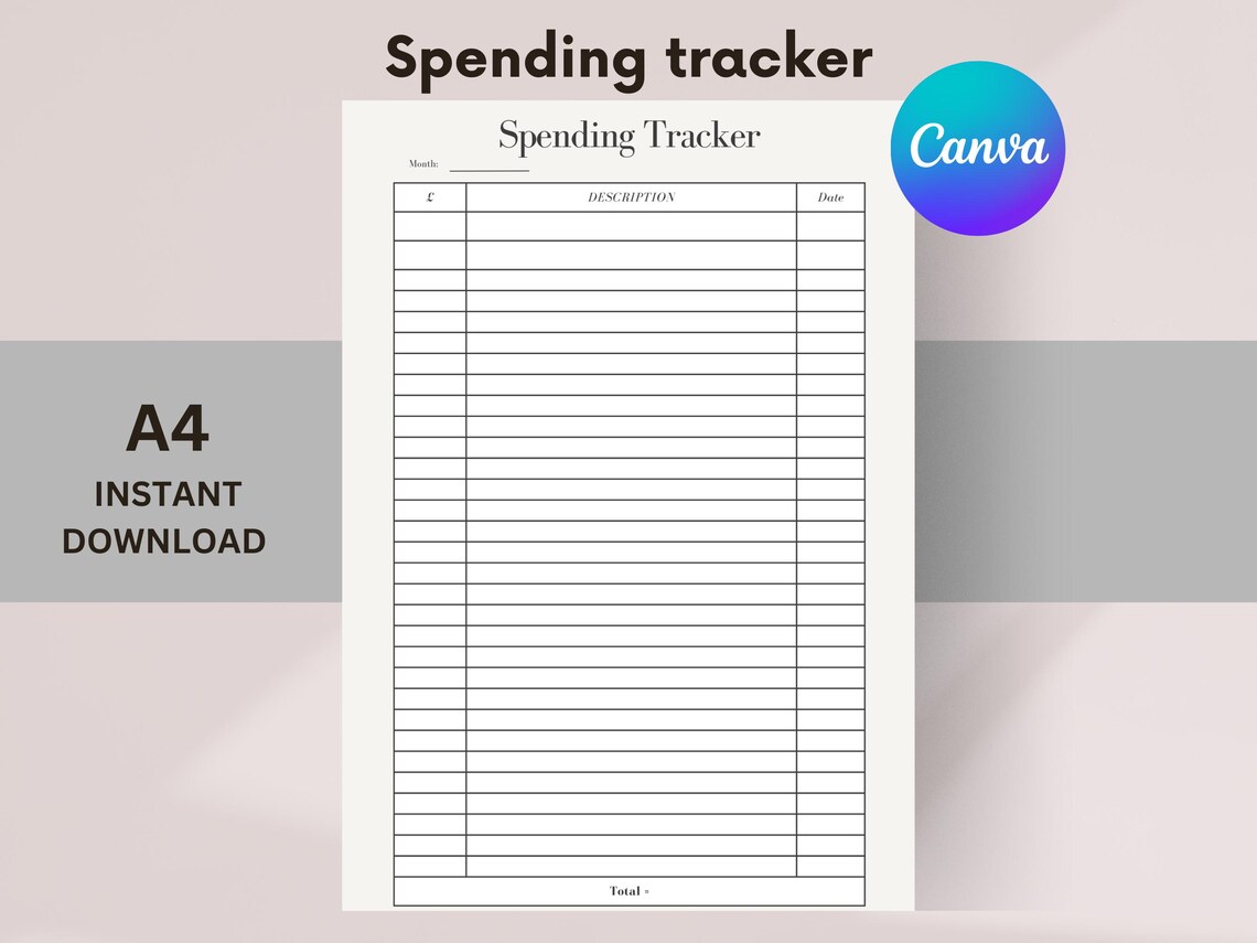 Spending Tracker - PRINTABLE and MONTHLY Spending Log, Finances Tracker ...