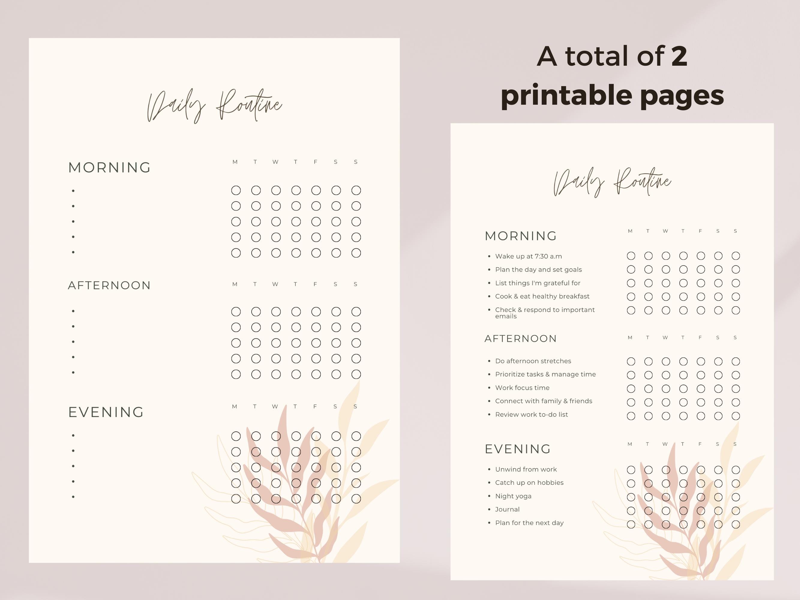 PRINTABLE + EDITABLE Daily Routine Planner Template, Daily Chore ...