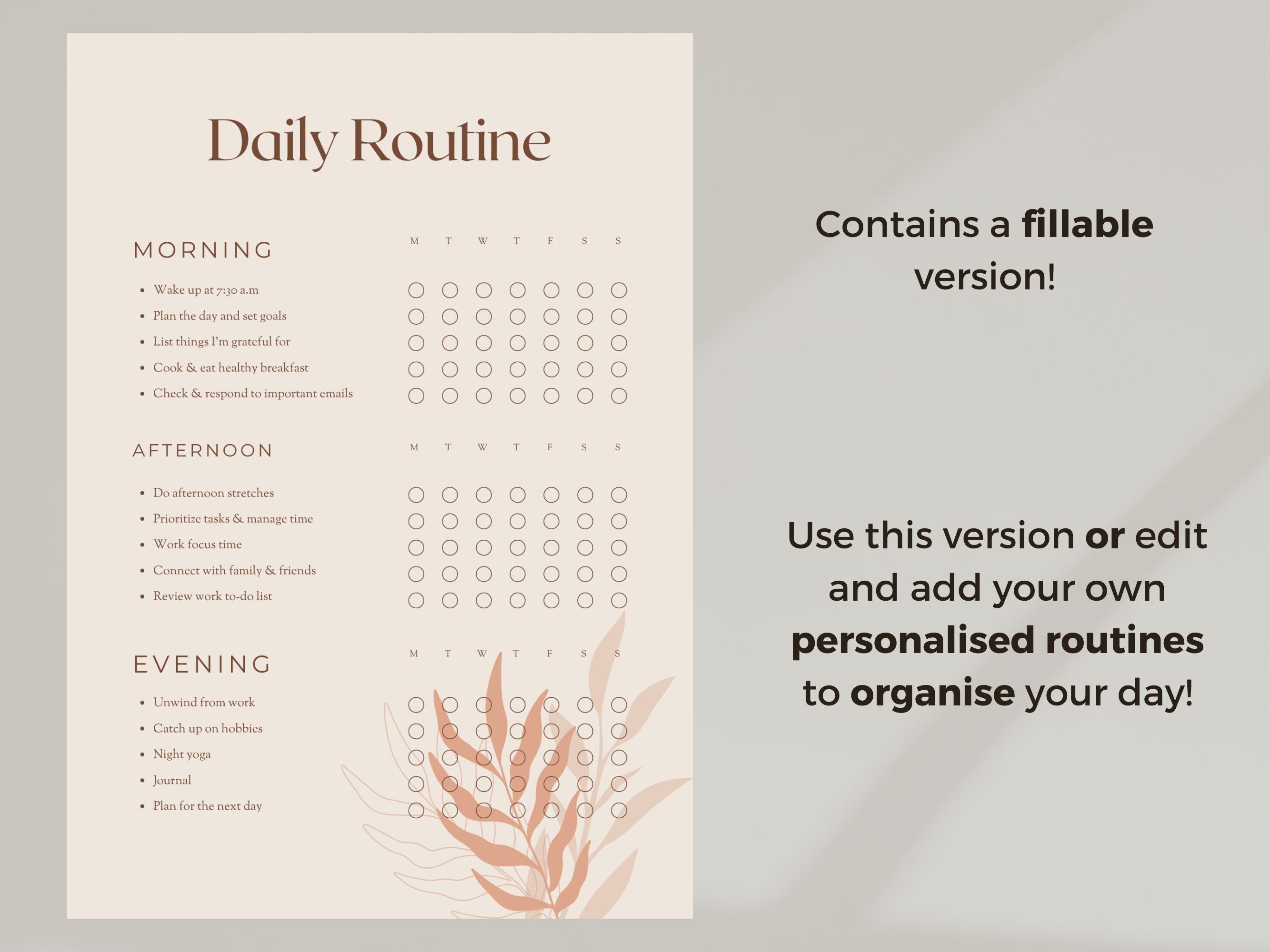 PRINTABLE + EDITABLE Daily Routine Planner Template, Daily Chore ...