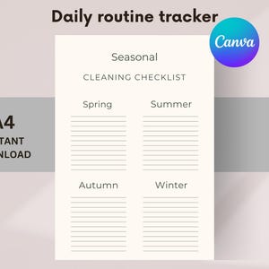 Printable Seasonal Cleaning Checklist Template | Editable A4 PDF ...
