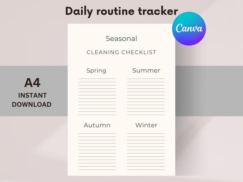 Printable Seasonal Cleaning Checklist Template | Editable A4 PDF ...