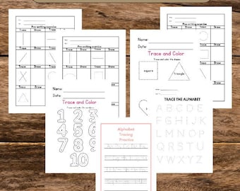 Preschool Tracing Worksheets: Alphabet, Numbers, Shapes (PDF) Line ...