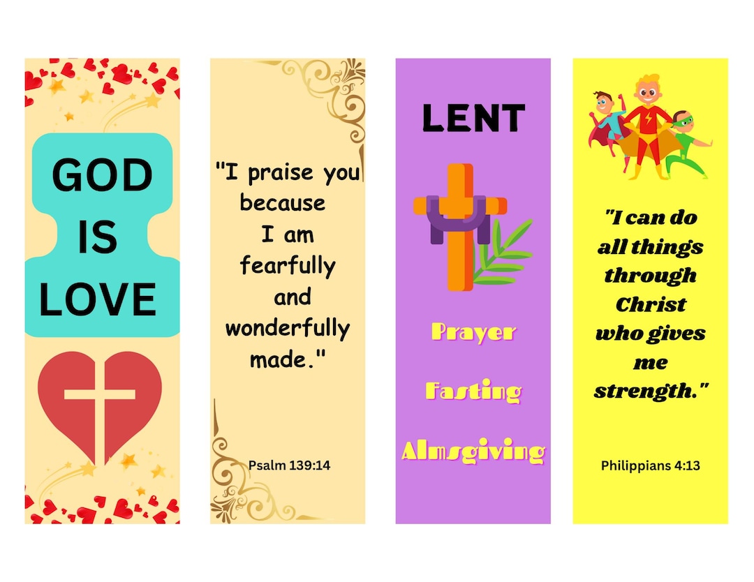 Printable Bible Verse Bookmarks, Catholic, Faith-based, Christian Kids ...