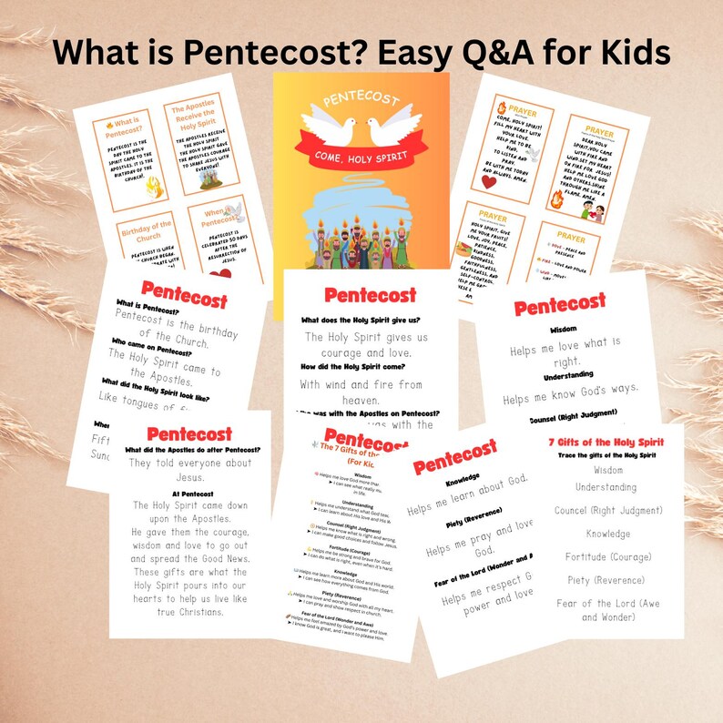 Pentecost Activity Pack for Kids: Prayer Cards & Tracing Worksheets (printable PDF) - Etsy