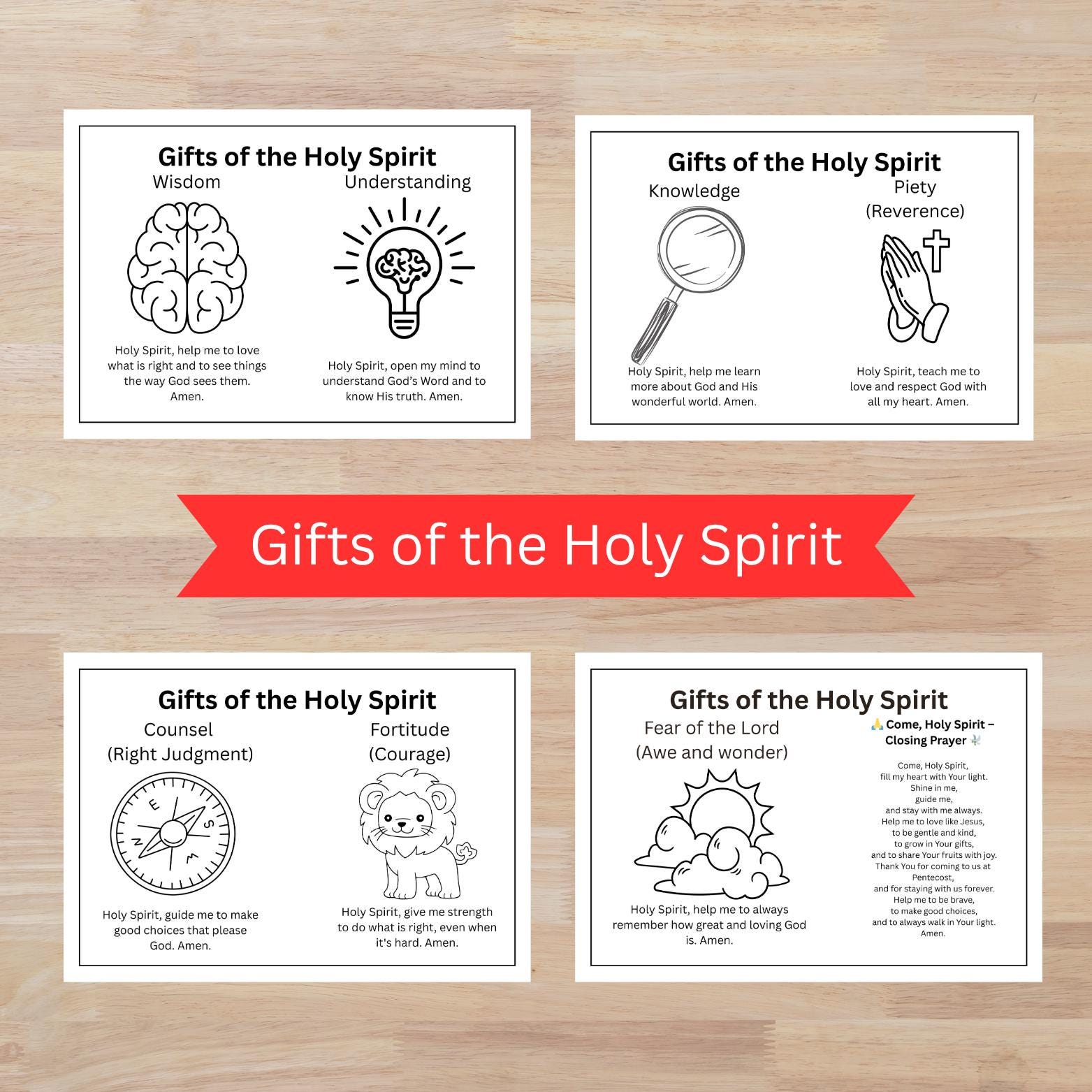 Catholic Pentecost Coloring Activity Pack,fruits and Gifts of the Holy ...