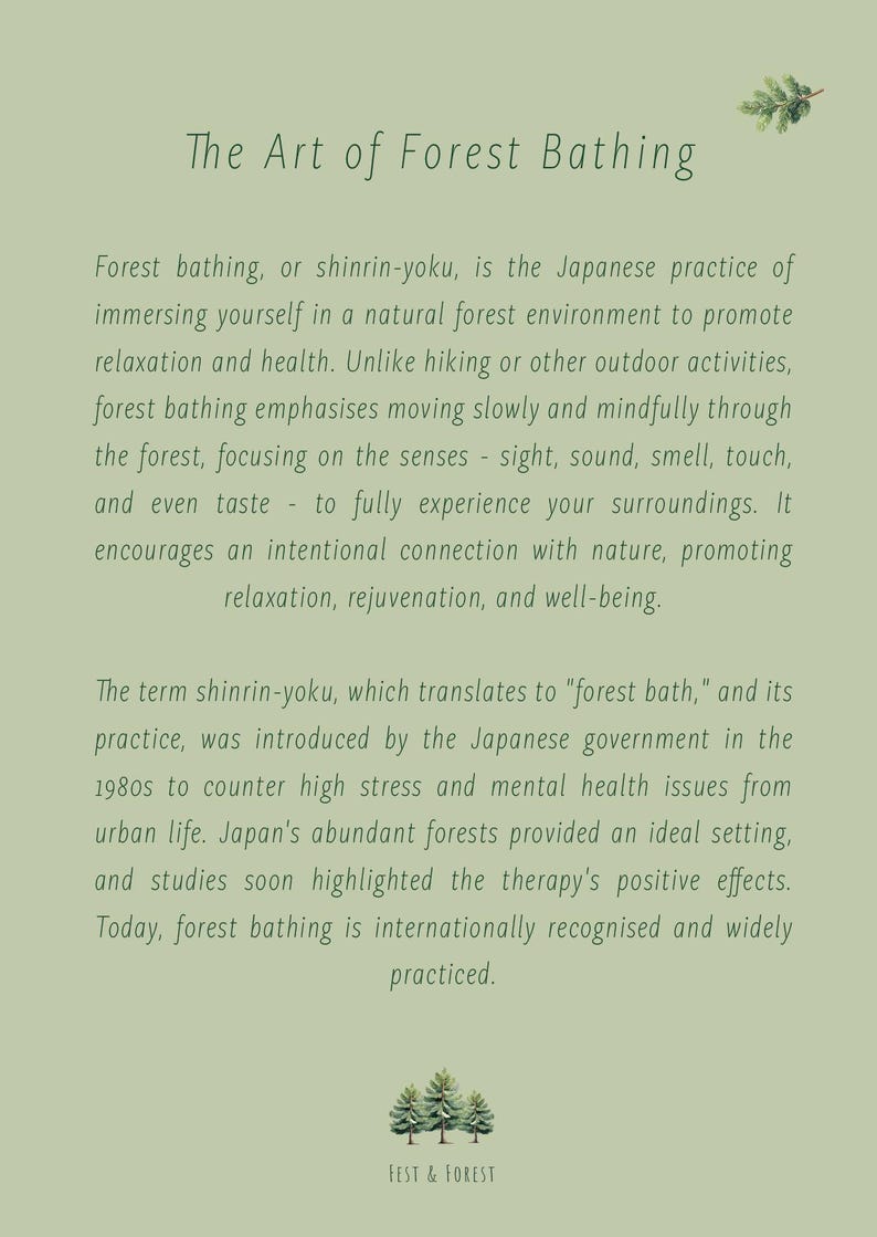 Forest Bathing Printable Card Set, 45 Cards, Shinrin Yoku, Instant ...