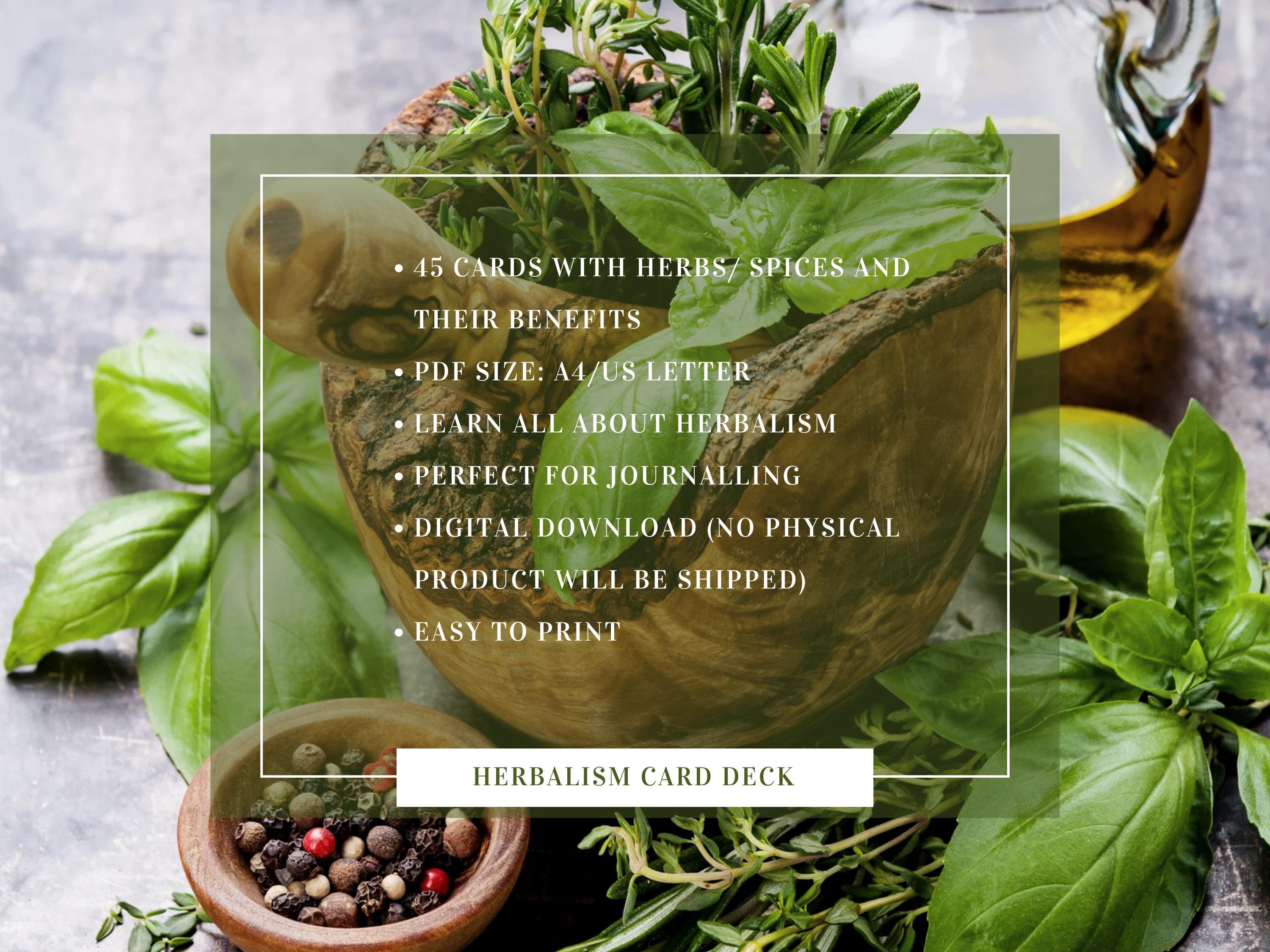 Printable Herbalism Cards, 45 Herbs & Spices With Benefits, Flash Cards ...