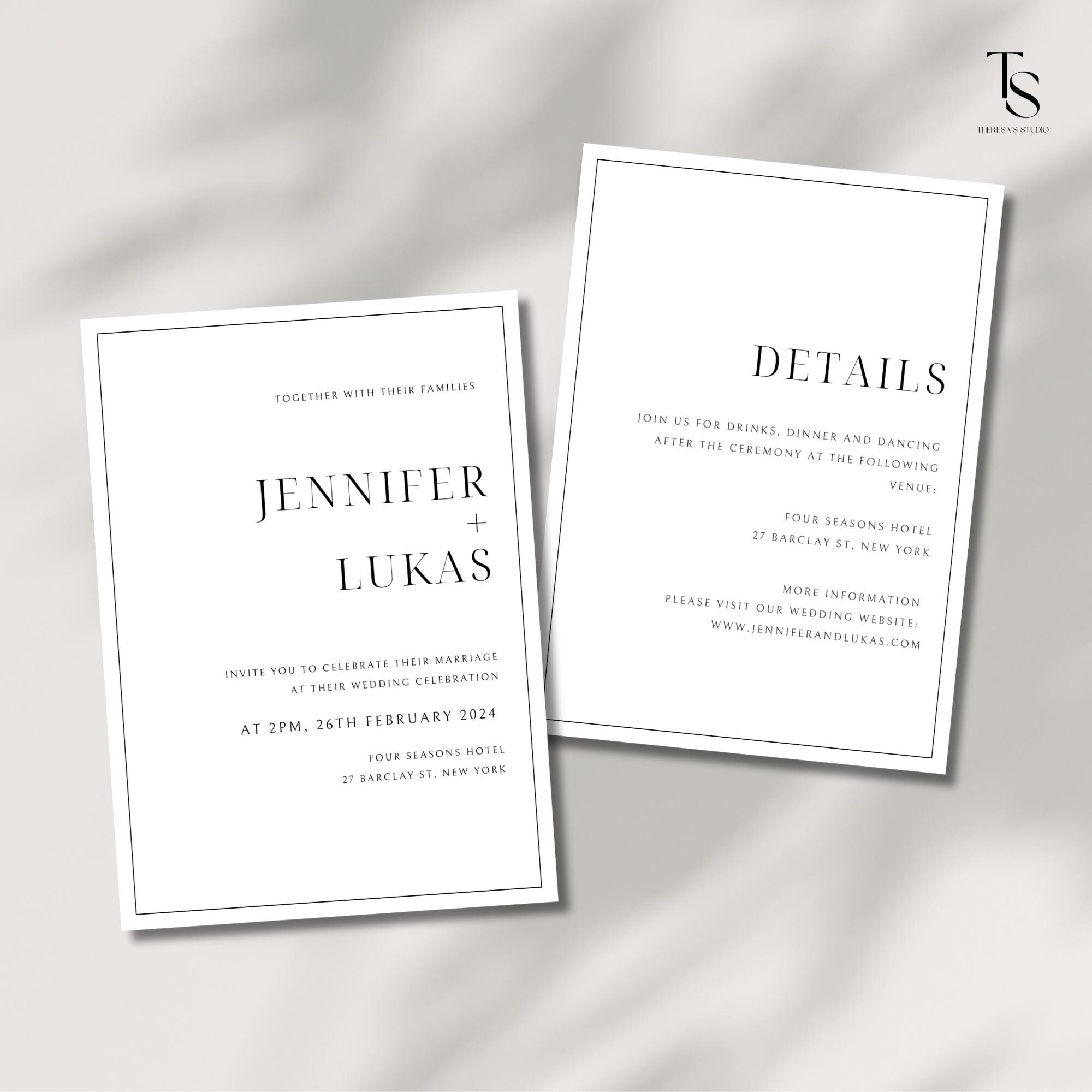 Wedding Invitations Template Custom Minimal Wedding Invitations ...